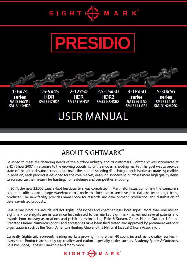 Presidio Series - User Manual – Sightmark